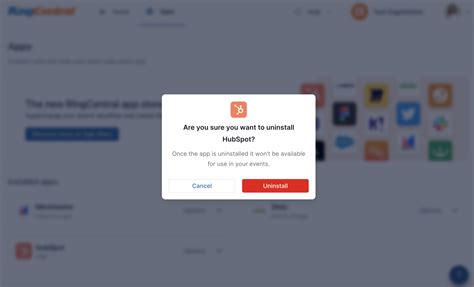 disconnecting hubspot from ringcentral events ringcentral events