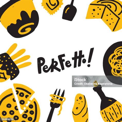 이탈리아어 Perfetto에 완벽 한 재미 있는 손으로 그린 이탈리아 음식 메뉴 템플릿입니다 벡터에서 만든 개체 그룹에 대한 스톡 벡터 아트 및 기타 이미지 Istock