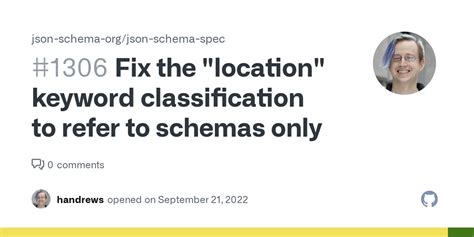 Fix The Location Keyword Classification To Refer To Schemas Only · Issue 1306 · Json Schema
