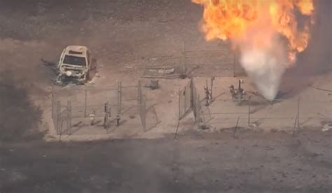 Shocking Moment Raging Inferno Erupts As Pipeline Explodes Next To