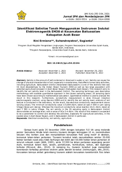 Pdf Identifikasi Salinitas Tanah Menggunakan Instrumen Induksi