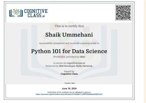 shaik ummehani on linkedin datascience python ibm learningjourney machinelearning