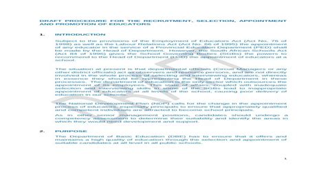 Pdf Draft Procedure For The Recruitment Selection Dokumen Tips