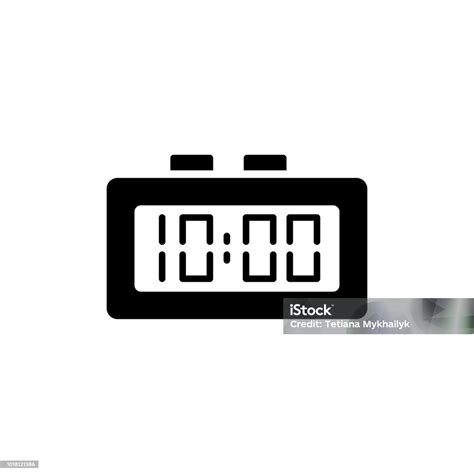 벡터 그림의 현대 디지털 책상 시계입니다 숫자와 시간을 표시 하는 테이블 알람 시계의 평면 아이콘입니다 흰색 배경에 고립 디지털 시계에 대한 스톡 벡터 아트 및 기타 이미지