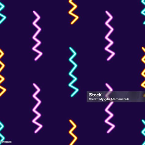 원활한 패턴 빛나는 줄무늬 바탕 화면 아이콘 네온 리본 스티커 네온 그림 빛나는 그림 네온 기하학적 그림 1980 1989 년에