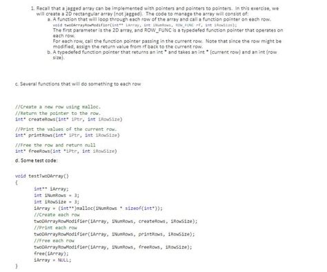 Solved 1 Recall That A Jagged Array Can Be Implemented With