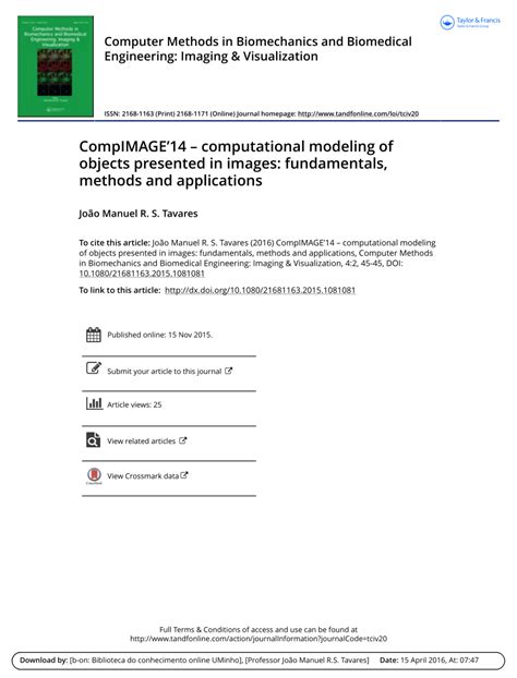 Pdf Editorial Compimage14 Computational Modeling Ofobjects