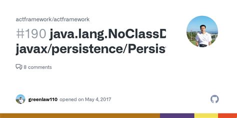 java lang noclassdeffounderror javax persistence persistence · issue