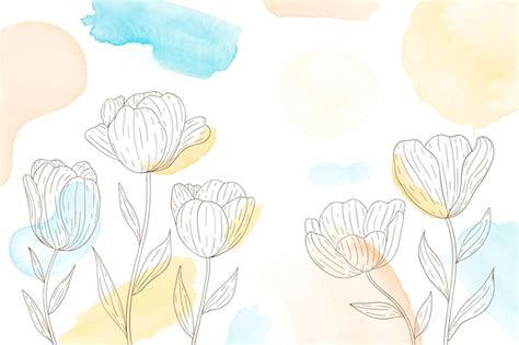 손으로 그린 꽃 배경 무료 벡터