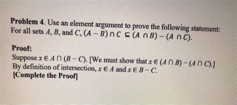 solved problem 4 use an element argument to prove the