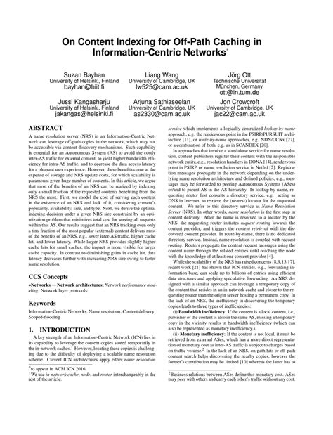 Pdf On Content Indexing For Off Path Caching In Information Centric