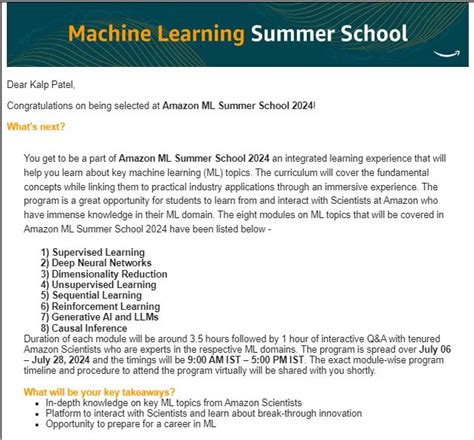 Kalp Patel On Linkedin Amazonmlsummerschool Machinelearning Ai Careergrowth Deeplearning