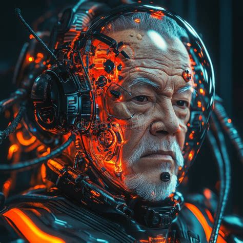 Scifi Old Man Face Cyborg And Cyberpunk For Video Game Characters Digital Gaming Virtual