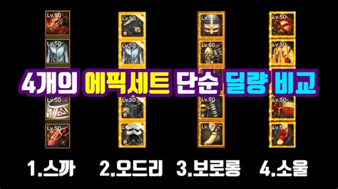 던파 모바일 에픽 세트가 4개 에픽 세트 딜량 비교하기 Youtube