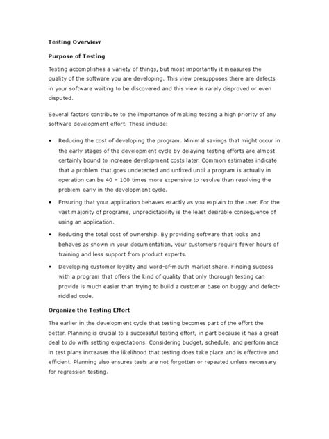 testing overview purpose of testing pdf unit testing software bug