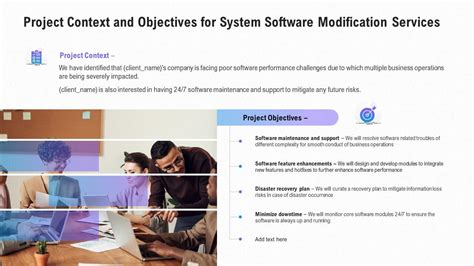 Project Context And Objectives For System Software Modification Services Presentation Graphics