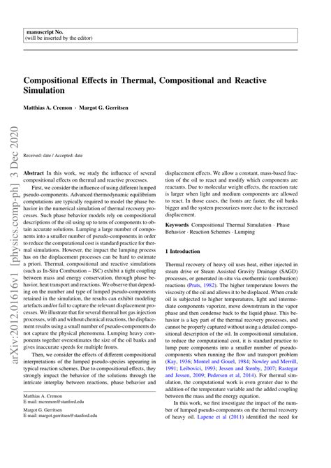 Pdf Compositional Effects In Thermal Compositional And Reactive