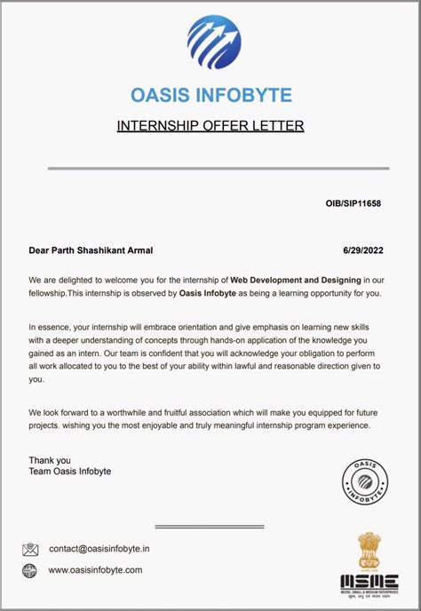 Parth Armal On Linkedin Webdevelopment Oasisinfobyte Opportunity