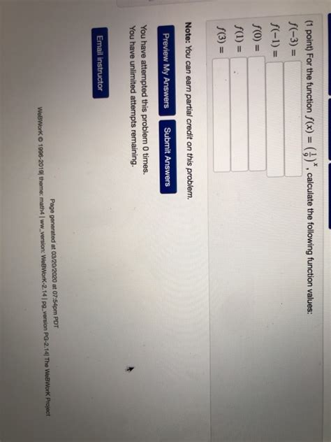 Solved Calculate The Following Function Values 1 Point