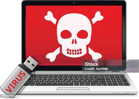 Usb 플래시 드라이브 컴퓨터 바이러스와 감염 된 노트북 Usb 메모리에 대한 스톡 벡터 아트 및 기타 이미지 Usb 메모리