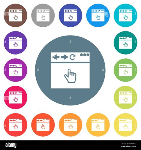 Browser Pointer Cursor Flat White Icons On Round Color Backgrounds Background Color
