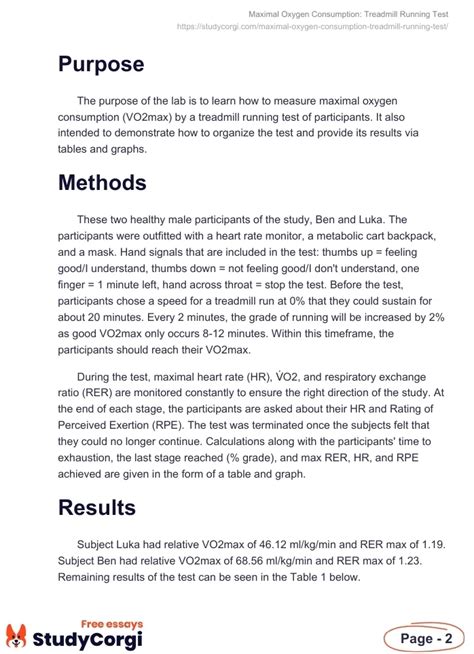 maximal oxygen consumption treadmill running test free essay example
