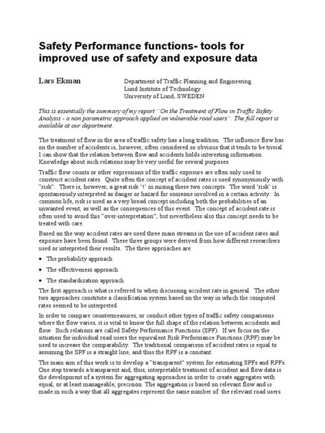 Safety Performance Functions Tools For Improved Use Of Safety And