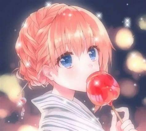 动漫美图青春的夏日祭离不开美味的苹果糖可爱少女图片欣赏
