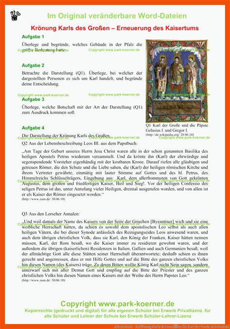 23 Karl Der Große Arbeitsblatt Allgemeine Arbeitsblätter
