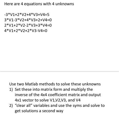 Solved Here Are 4 Equations With 4 Unknowns