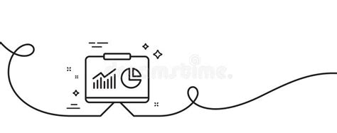 Presentation Board Line Icon Report Chart Sign Continuous Line With Curl Vector Stock Vector