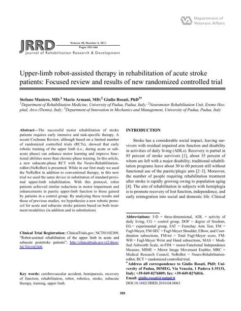 Upper Limb Robot Assisted Therapy In Rehabilitation Of Acute Stroke