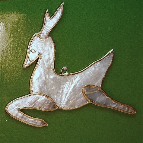 Vintage Capiz Shell Deer Christmas Ornament Philippines