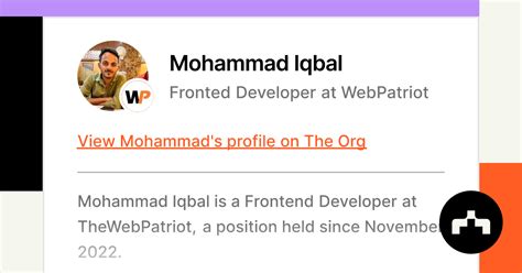 Mohammad Iqbal Fronted Developer At Webpatriot The Org