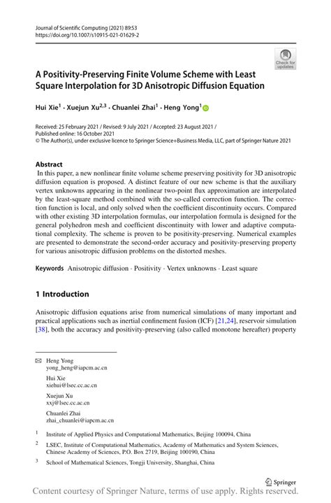 A Positivity Preserving Finite Volume Scheme With Least Square Interpolation For 3d Anisotropic