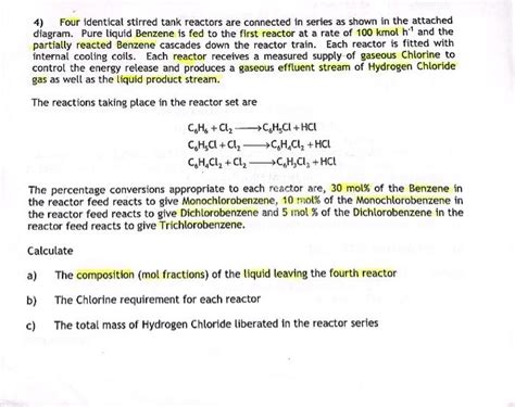 Solved 4 Four Identical Stirred Tank Reactors Are Connected