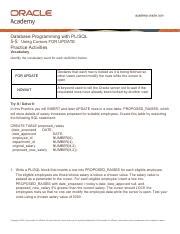 PLSQL 5 5 Practice Pdf Database Programming With PL SQL 5 5 Using Cursors FOR UPDATE Practice