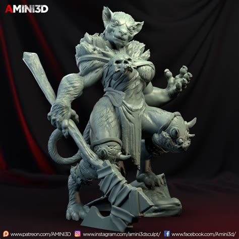 Tabaxi Barbarian Female Fantasy Miniature Dungeons And Dragons
