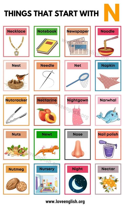 33 Examples Of Things That Start With N Love English English
