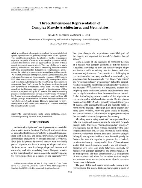 Pdf Three Dimensional Representation Of Complex Muscle Architectures And Geometries