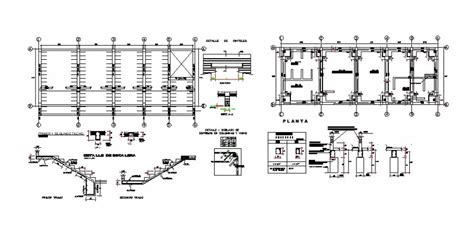 Foundation Plan And Staircase Structure 2d View Cad Construction Block Autocad File