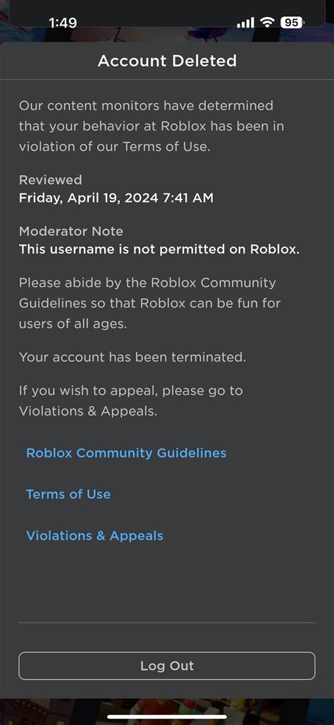 Roblox Terminated My Account For The Username They Gave Me Lol R Robloxhelp