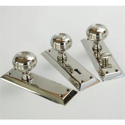 Bellport Polished Nickel Solid Brass Round Door Knobs On A Long Backpl