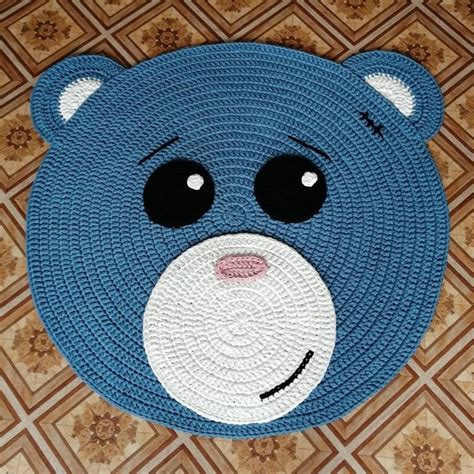 Коврик мордочка Мишка Детский коврик Связанные крючком узоры на ковре Связанная крючком подушка
