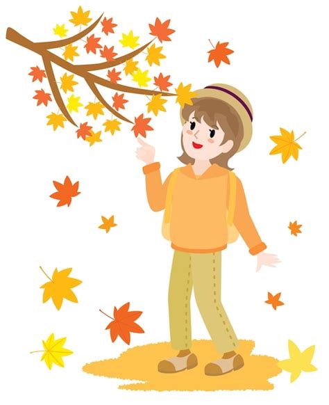 Premium Vector Illustration Of A Woman Doing Maple Tree Viewing