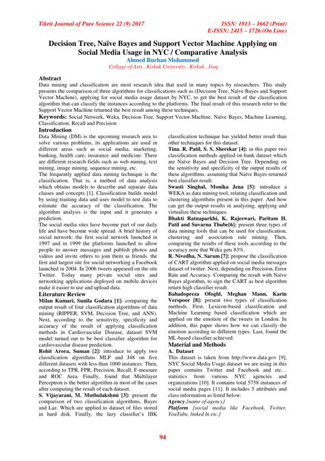 Pdf Decision Tree Naïve Bayes And Support Vector Machine Applying On