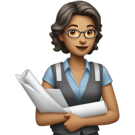 Woman Architect In Vest Holding Blueprints Emoji Ai Emoji Generator