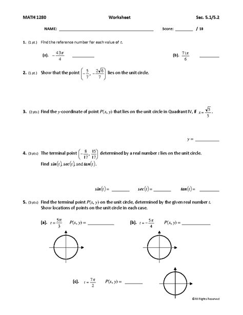 Math 1280 Wsh 51 52 Notes Math 1280 Worksheet Sec 55 ©all