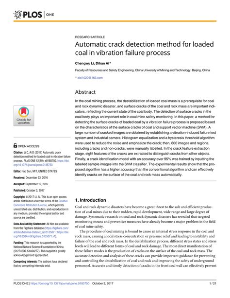 Pdf Automatic Crack Detection Method For Loaded Coal In Vibration