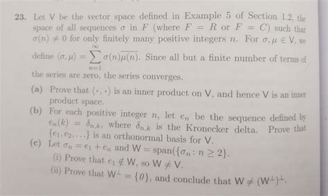 Solved Let V Be The Vector Space Defined In Example Chegg Com